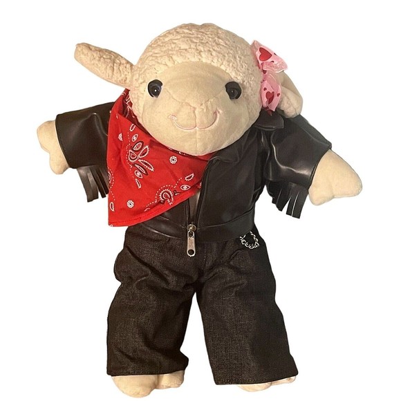 Teddy Mountain | Toys | Rare 6 Plush Lamb Wleather Jacket Blue Jeans ...